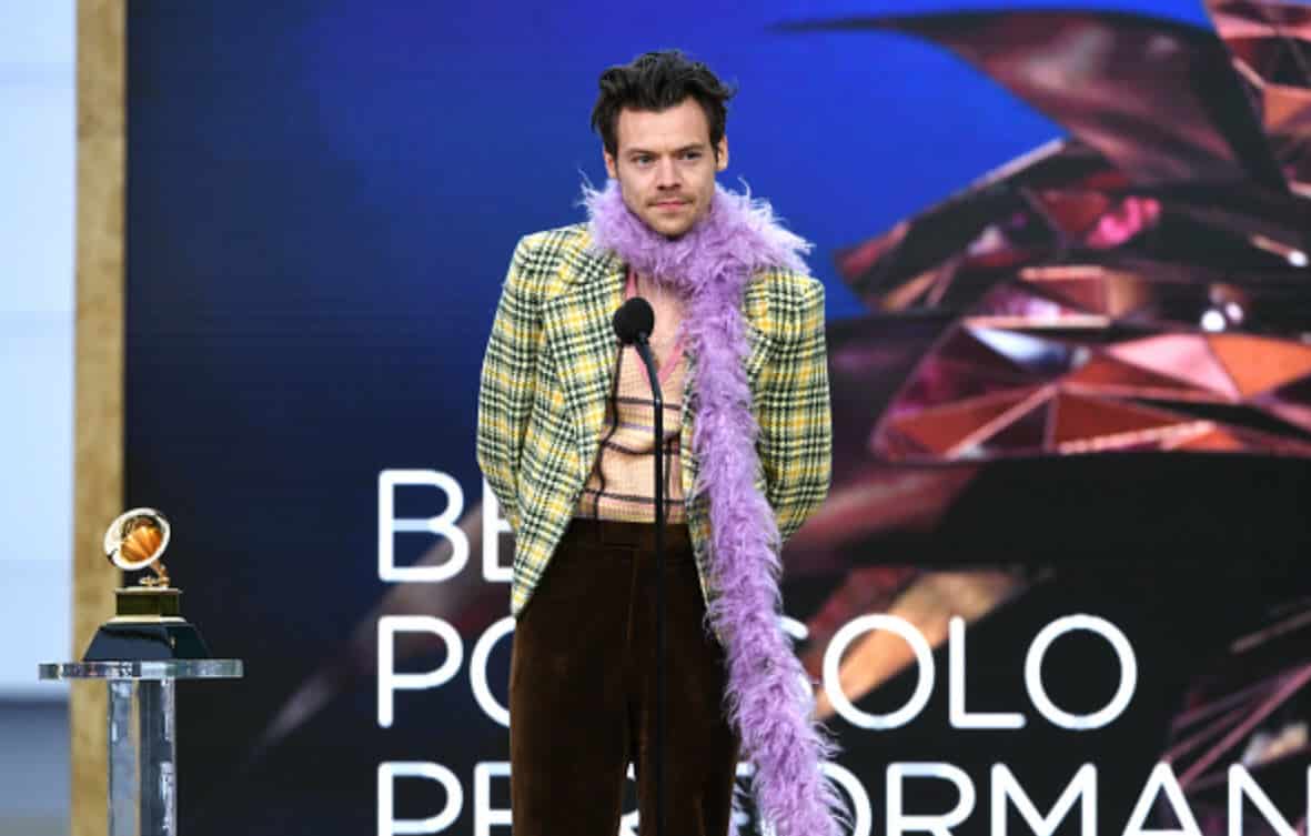 Harry Styles Accepts His First Grammy for 'Watermelon Sugar' (Video)